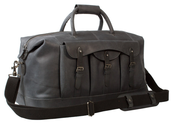 COMBO UBERBAG GOBI GRAPHITE GREY LEATHER HOLDALL BAG / MESSENGER BAG ...